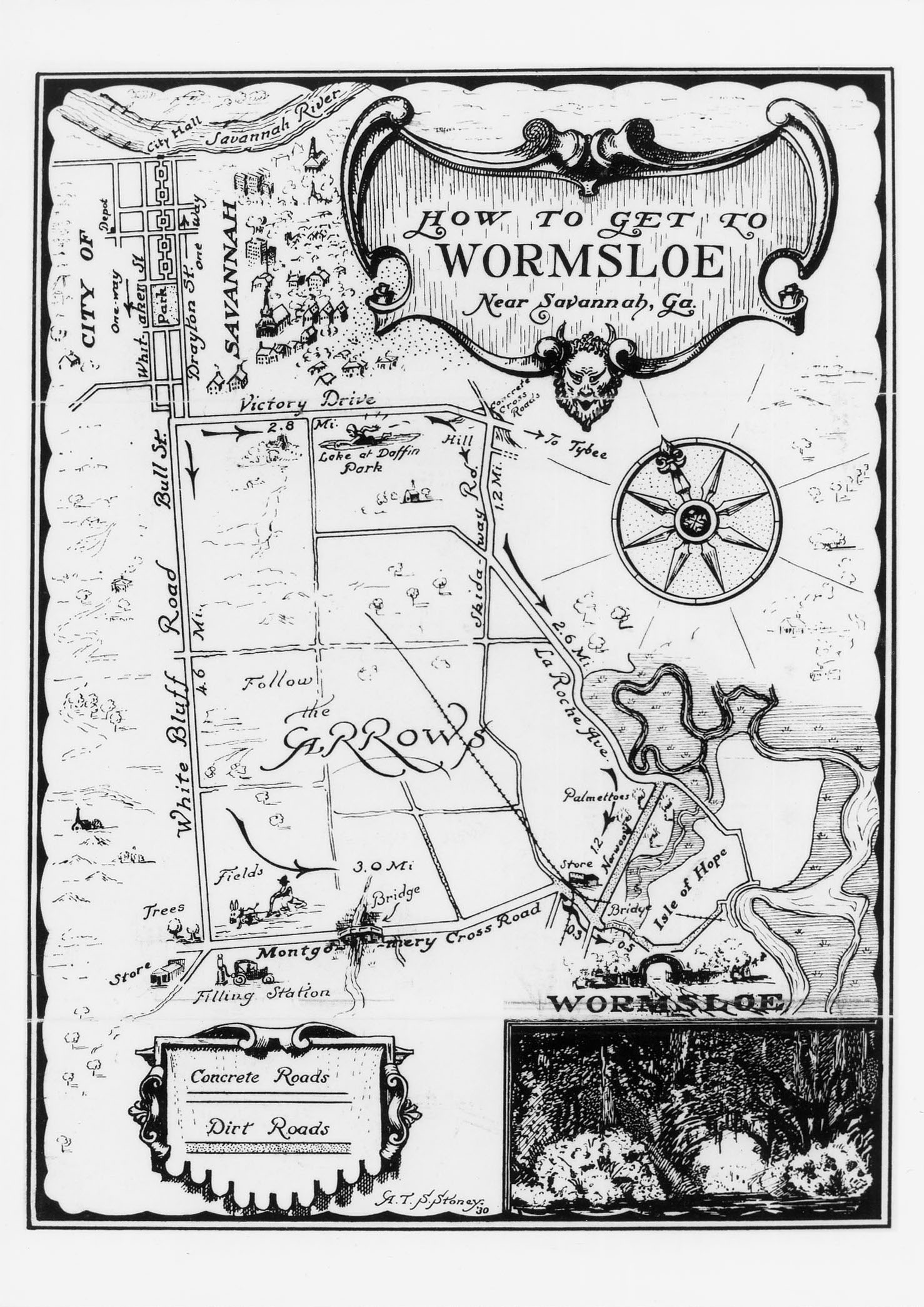 Tourist Map of Wormsloe, 1930 - New Georgia Encyclopedia